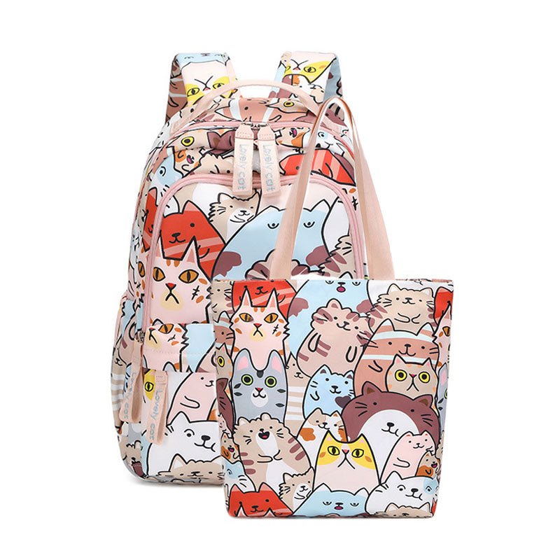 Cartoon Cat Backpack Portable Handbag For School Girls Boys
